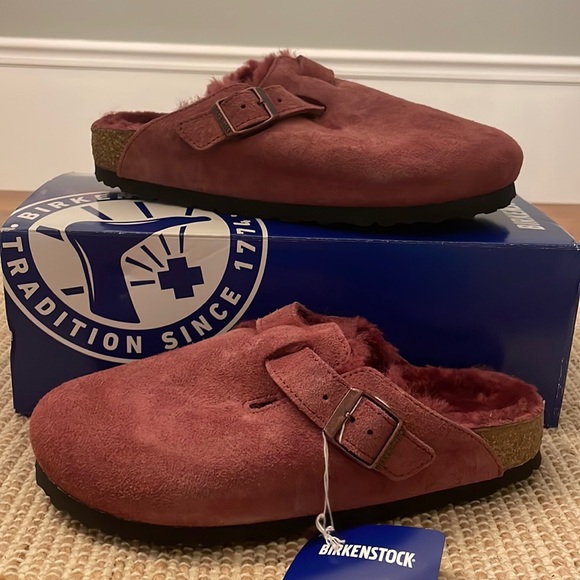 Birkenstock | Shoes | Birkenstock Boston Shearling Maroon | Poshmark